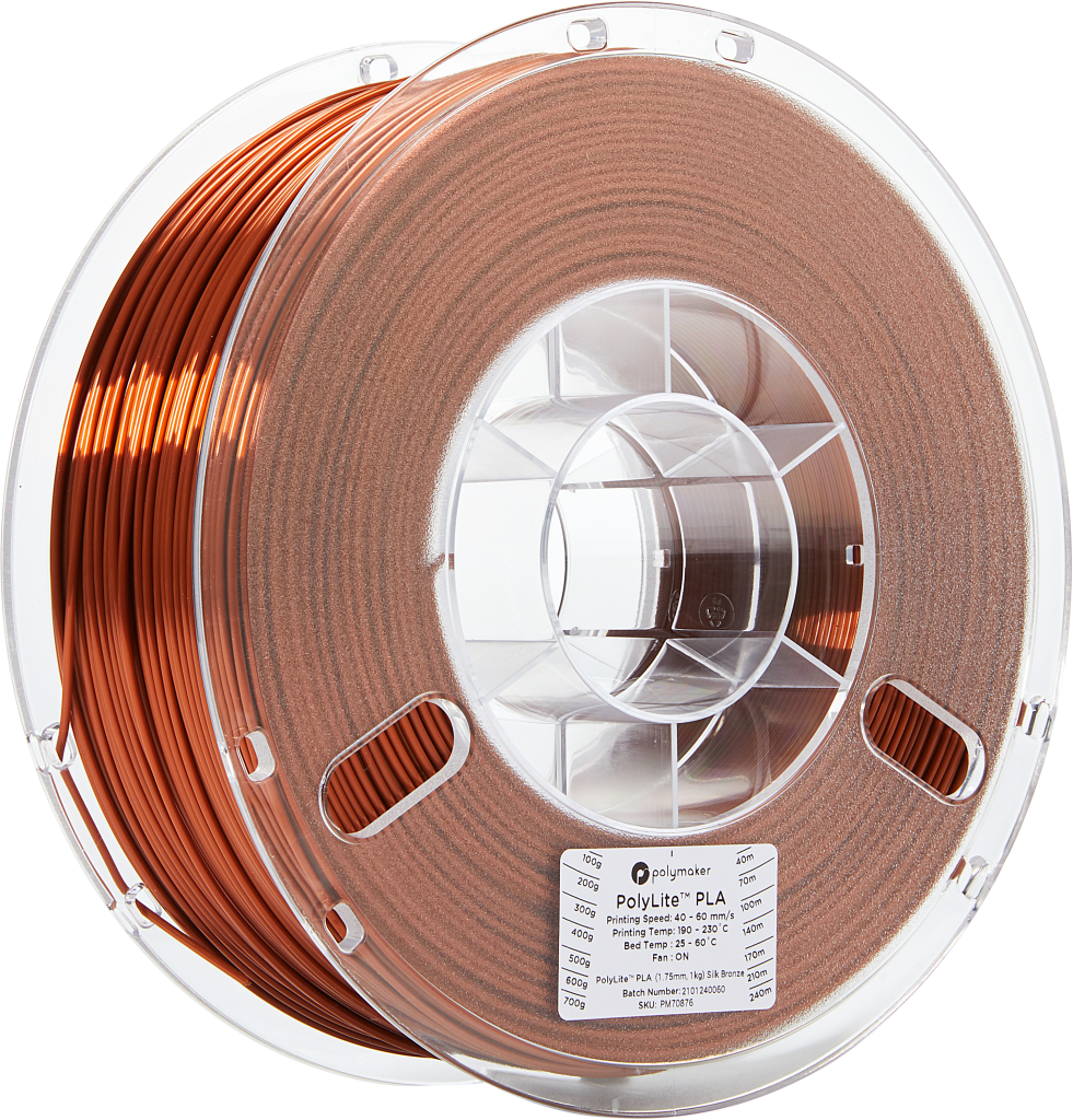 PolyLite PLA Sedoso Bronce Metálico - Filamento PolyMaker - Krear3D