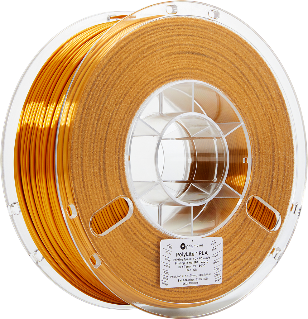 PolyLite PLA Sedoso Oro Metálico - Filamento PolyMaker - Krear3D
