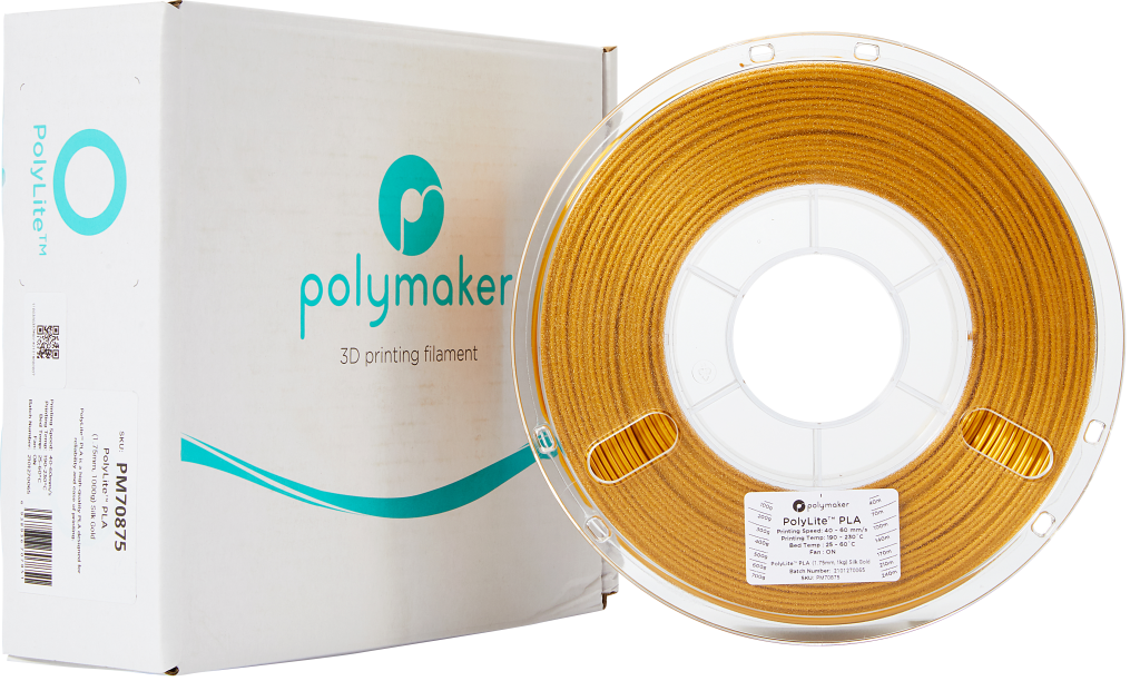 PolyLite PLA Sedoso Oro Metálico - Filamento PolyMaker - Krear3D