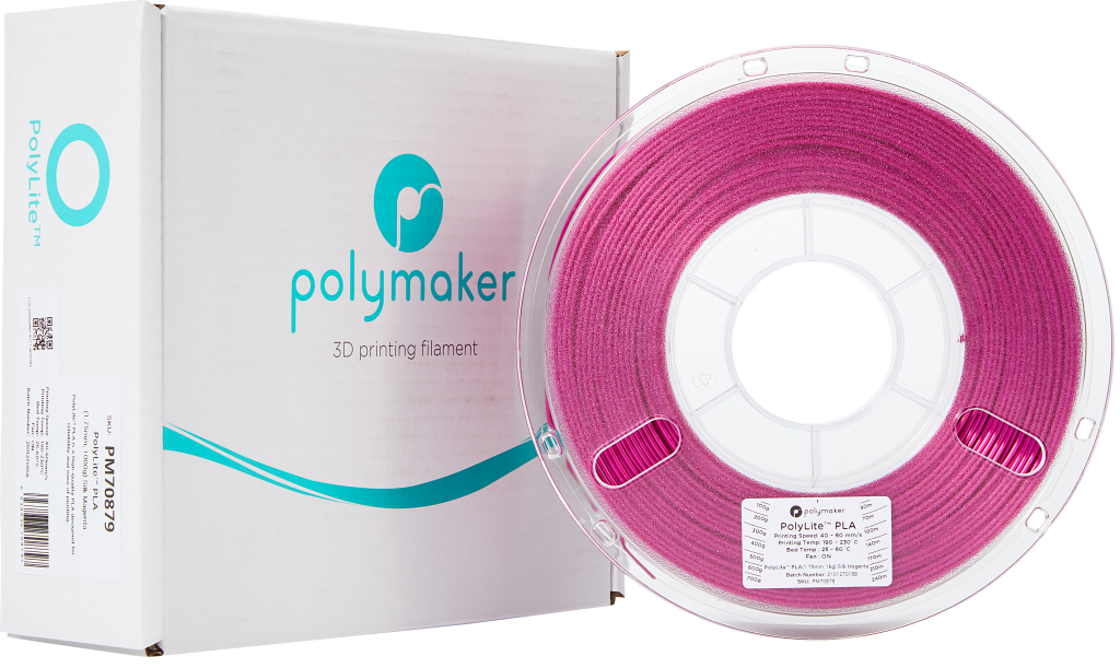 PolyLite PLA Magenta Sedoso - Filamento PolyMaker - Krear3D
